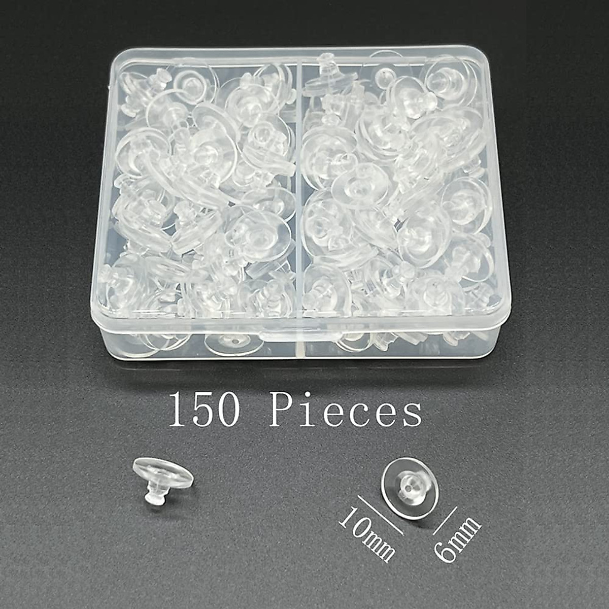 Bullet Clutch Earring Backs with Pad,150Pcs Clear Rubber Earring Backs Silicone Earring Backs with Pad