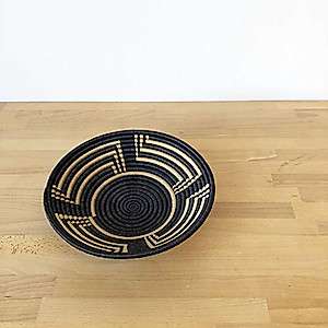 African Basket- Musoma/Rwanda Basket/Woven Bowl/Sisal & Sweetgrass Basket/Black, Tan