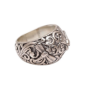 NOVICA Artisan Handmade .925 Sterling Silver Domed Ring 925 Dragonfly Motif Cocktail Indonesia Animal Themed 'Vine Palace'