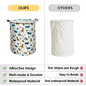 TARWEMMQN 2-Pack Baby Large Laundry Hamper with Handle Collapsible Cartoon Dirty Clothes Basket Tall Freestanding Toy Storage Organizer for Laundry,Bedroom,Nursery