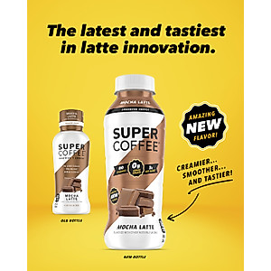 Super Coffee, Iced Keto Coffee (0g Added Sugar, 10g Protein, 80 Calories) [Mocha Latte] 12 Fl Oz, 12 Pack | Iced Coffee, Protein Coffee, Coffee Drinks, Smart Coffee - SoyFree GlutenFree