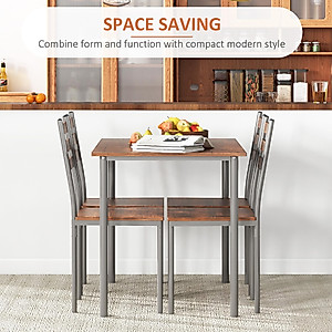 HOMCOM Modern Dining Table Set for 4, 5-Piece Kitchen Table Set, Rectangular Dining Table and 4 Chairs for Small Space, Dinette, Breakfast Nook, Brown