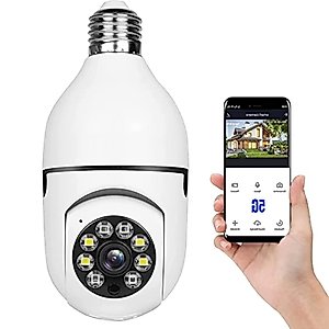 ChezMax 360 Degree Security Cameras Wireless Outdoor, 2.4GHz & 5GHz WiFi Light Bulb Camera, 1080p Indoor for Home Camera System, Motion Detection, Two-Way Audio (White)