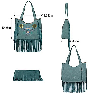 Montana West Western Vintage Aztec Collection Cowgirl Handbag Embroidered Fringe Thunderbird Purse and Crossbody, WG36-G8005TQ