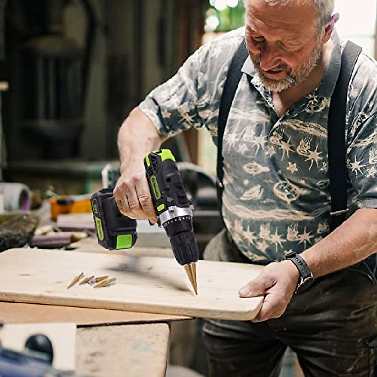 Yougfin Cordless Drill Set, 20V Power Drill Kit with Battery and Charger, 3/8" Keyless Chuck, Variable Speed, 25+1 Torque Setting, 34pcs Accessories Electric Drill Driver