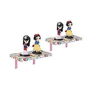 Disney Princess 1970s Style Small Floating Wall Mounted Shelves | Wood Shelf & Display Mount for Bedroom & Office Decor | 12x6 Wooden Shelving for Hanging Books & Toys in Kids Playroom & Nursery Walls
