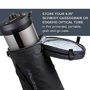 Celestron – 9.25” Telescope Optical Tube Bag – Custom Carrying Case Fits Schmidt-Cassegrain and EdgeHD – Ultra-durable Protective Walls & NexYZ 3-Axis Smartphone Adapter, Black