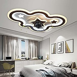 HYDL Modern Ceiling Fans with Lights, Flush Mount Ceiling Fan with Remote, Timing Function Luxury Fan, for Kids Room/Bedroom/Living Room, 64CM