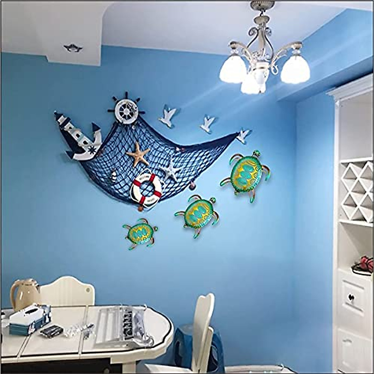 Erbacan Sea Turtle Wall Metal Art Decor,Feng Shui Outside House warming Gift Wall Decorations,Beach Theme for Garden Bathroom Outdoor Fence Patio Pool -Green