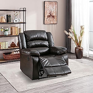 Phoenix Home PU Leather Manual Chair Recliner, Black
