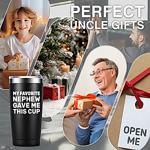 KIKERRO Uncle Gifts from Nephew, Birthday Gift, Valentines Day, Fathers Day Christmas Gifts for Best Uncle Ever, 20oz Stainless Steel Insulated Tumbler, Black