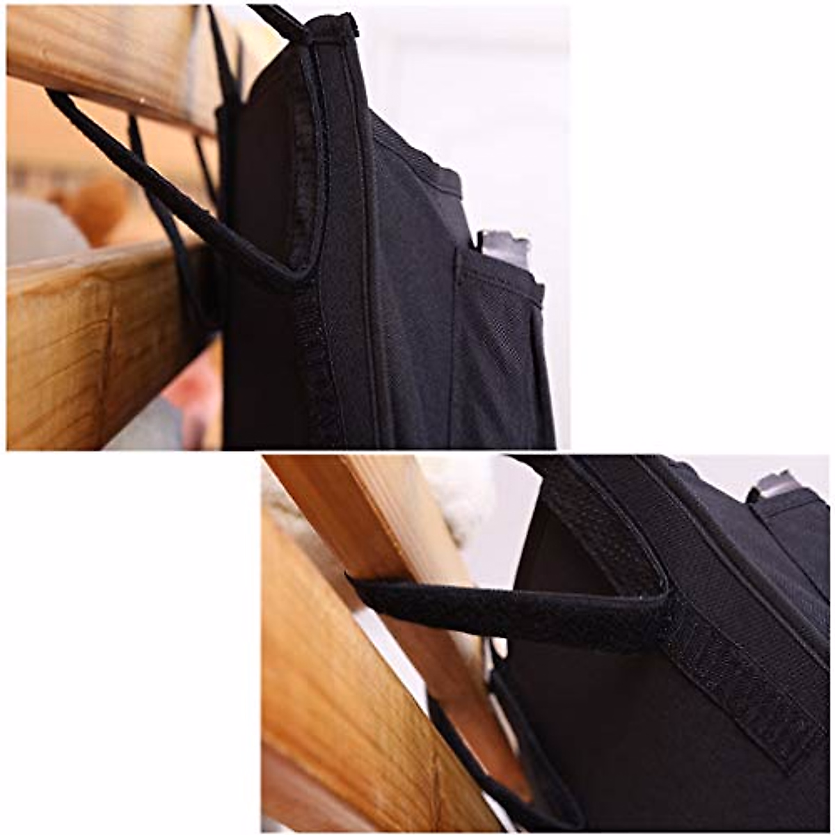 DuomiW Bedside Storage Organizer, Bedside Caddy Hanging Storage Bag, Bunk Dorm Rooms Hospital Bed Rails and Baby Bed with 8 Pockets (Black)