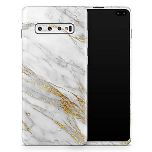 DesignSkinz Marble & Digital Gold Foil V4 2 Protective Vinyl Decal Wrap Skin Cover Compatible with The Samsung Galaxy S20 (Screen Trim & Back Glass Skin)