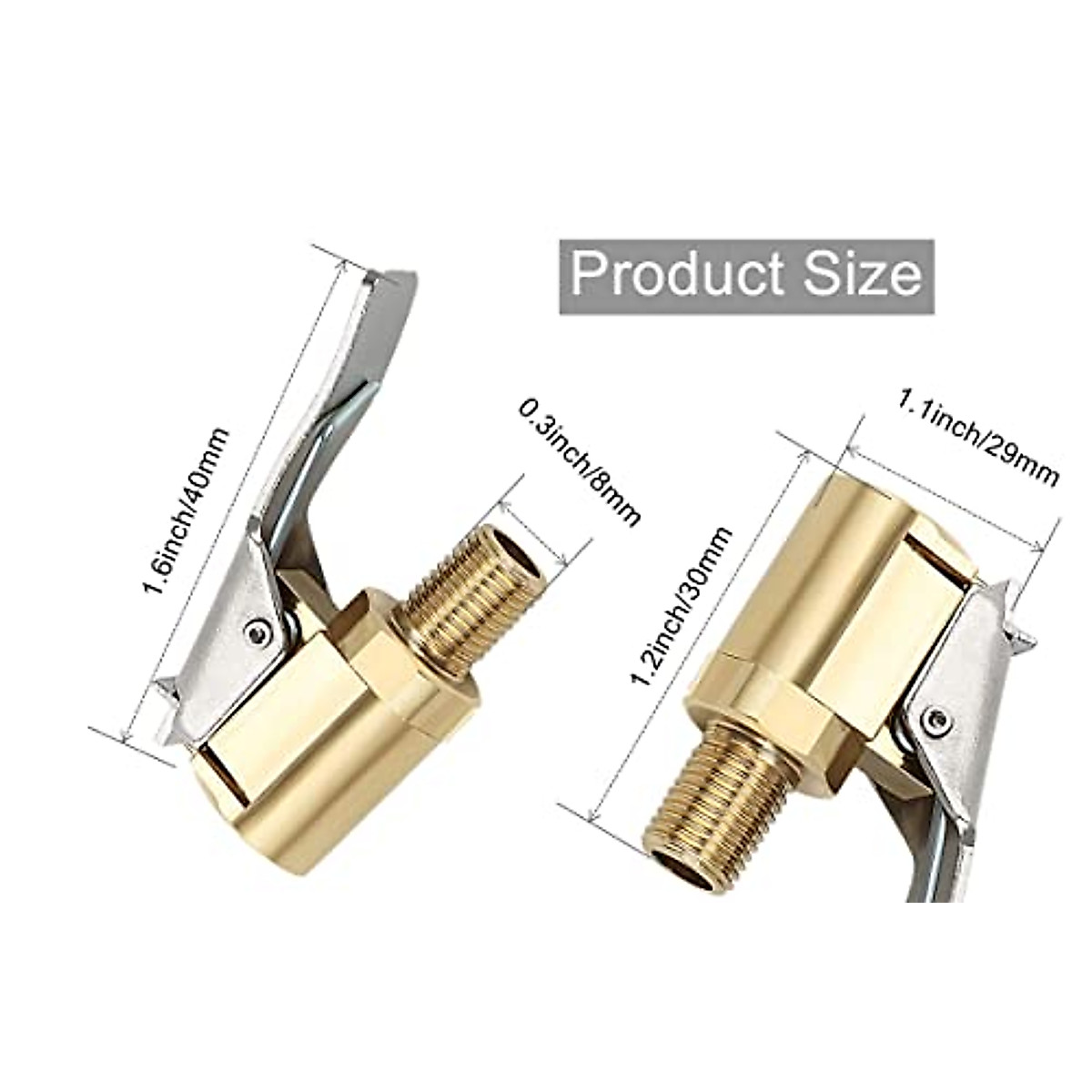 LDCRE Tire Air Chuck with Clip Adapter, Brass Locking Tire Inflator Nozzle Adapter Connect, No Leakage Tire Chucks for Vehicle Inflator Compressor Pump Connect Accessories Tool 8mm 1Pack