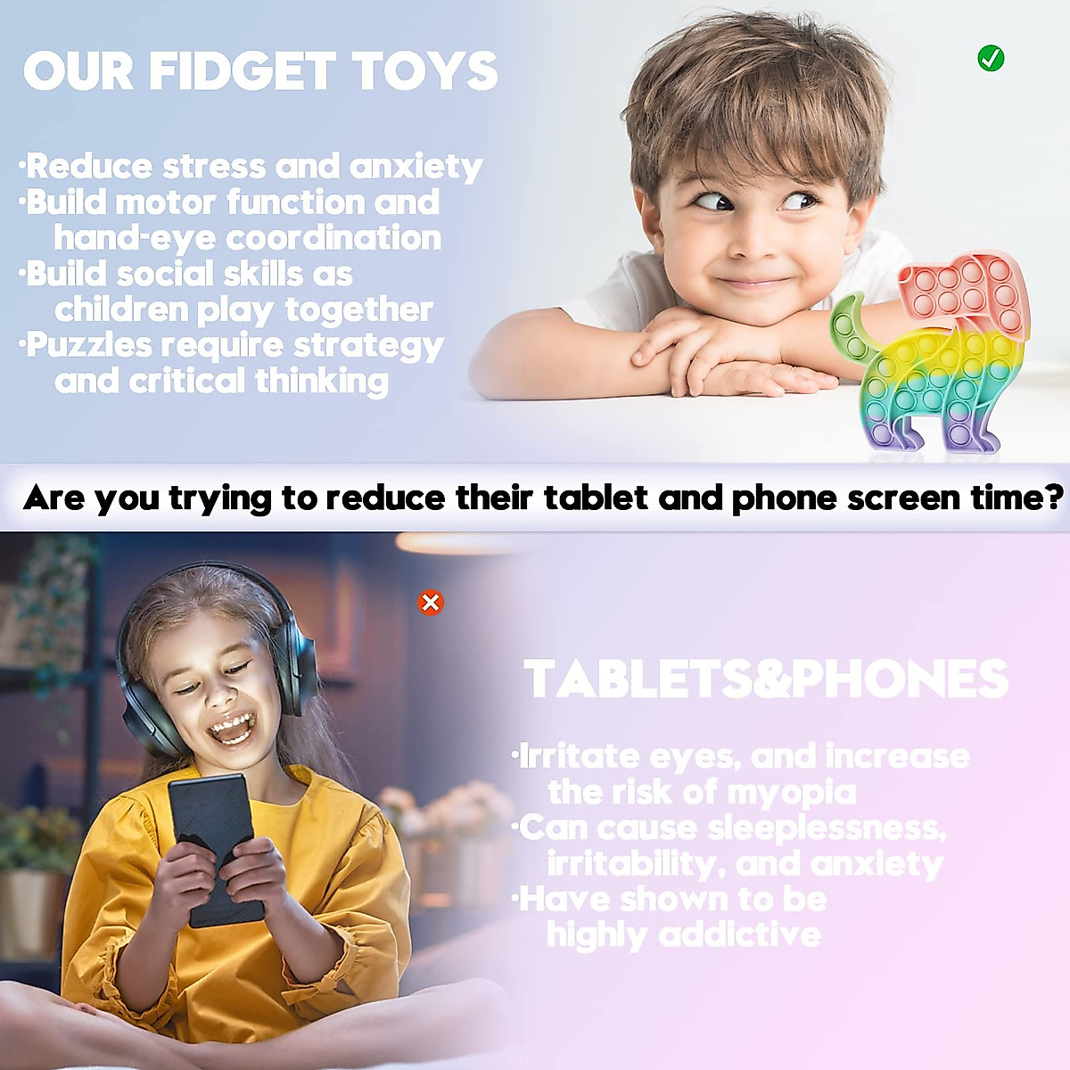 (50Pcs) Fidget Toys for Kids, Fidget PopIts Pack Popper Toy Set for Girls Boys, Treasure Chest Classroom Prizes Party Favors for Kids 4-8, Silicone Stress-Relief Sensory Toy Box for Kids and Adults