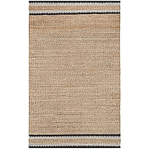 SAFAVIEH Natural Fiber Collection Area Rug - 5' x 8', Natural & Black, Handmade Farmhouse Boho Coastal Rustic Jute, Ideal for High Traffic Areas in Living Room, Bedroom (NF874B)