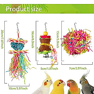 YUEPET 4 Pack Bird Shredder Toys Small Parrot Chewing Toys Parrot Cage Foraging Hanging Toy for Small Bird Parakeets Parrotlets Lovebirds Cockatiels