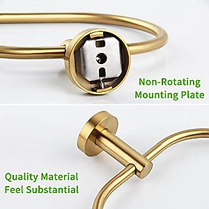 Towel Ring Brushed Gold, Angle Simple SUS 304 Stainless Steel Modern Towel Holder, Bathroom Hand Towel Rack Wall Mounted