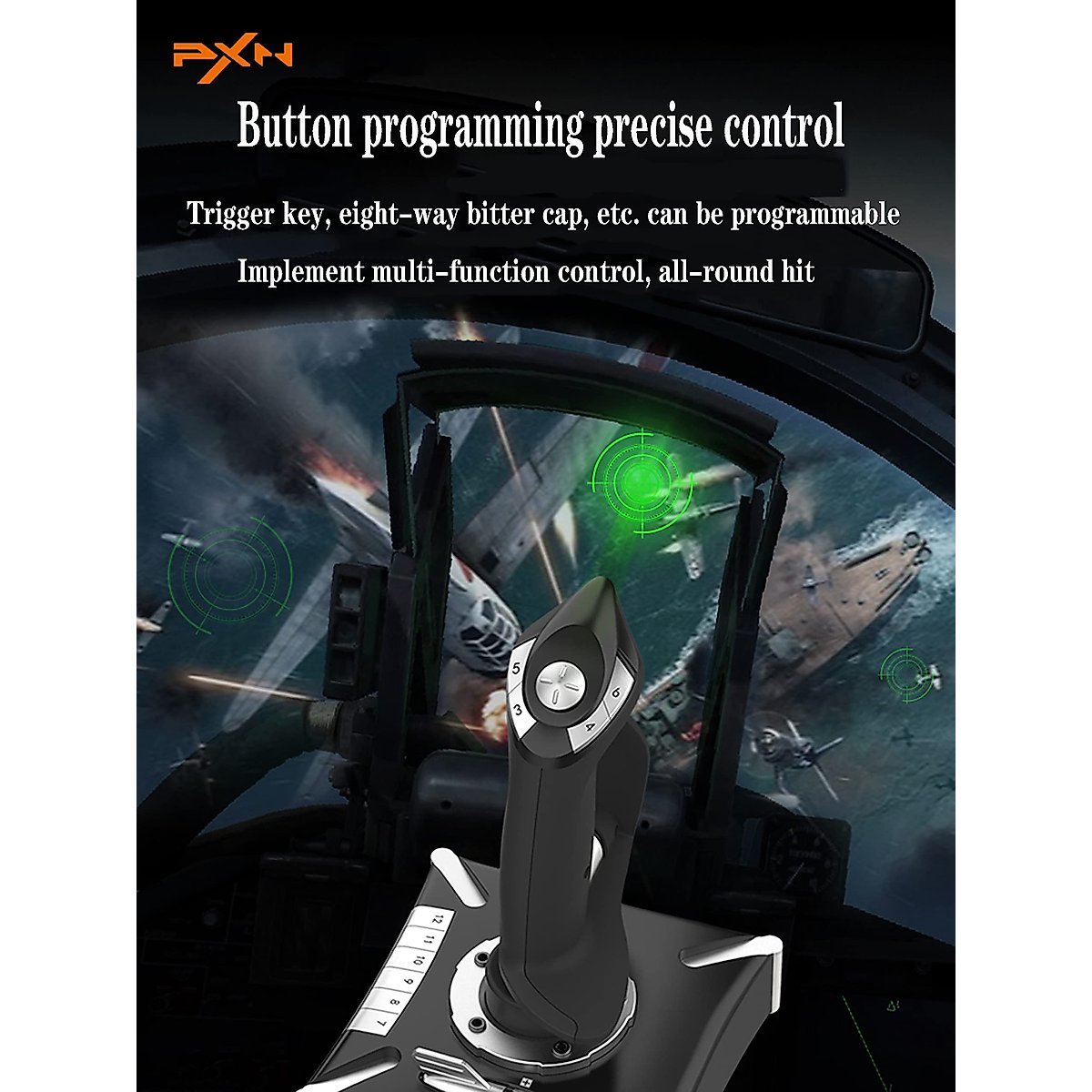 PXN-2119Pro Flight simulator controls Flight Stick with Vibration for PS4/xbox one/xbox Series X/S PC Windows 7/8/10/11（Not Support Mac Systems PS3/ PS5/xp/vista）Original handle guide