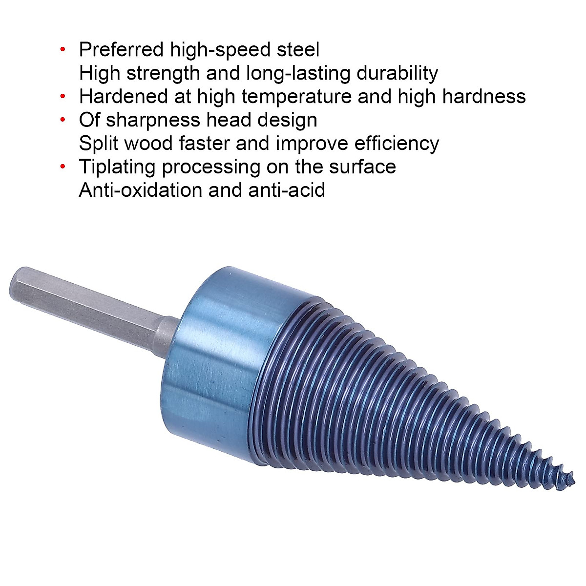 Xinde Firewood Log Splitter Drill Bit, High Speed Steel Log Breaker Reamer, Heavy Duty Twist Firewood Wood Splitter Drill Bit for Electric Drill Machine for Camping Farm Family (42mm Hex Shank)