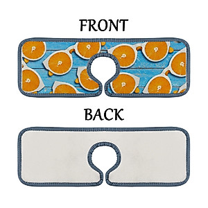 Kitchen Faucet Absorbent Mat 4 Pieces Fruit Orange Sunglasses Faucet Sink Splash Guard Bathroom Counter and RV,Faucet Counter Sink Water Stains Preventer