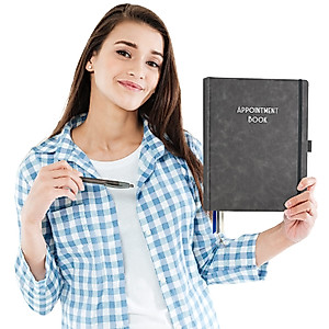 Dunwell Large Undated Appointment Book 2023 (8.5 x 11), Gray Faux Leather, 15 Minute Interval Time Block Planner (30 Min Weekends) No Date Planner Daily Weekly Monthly