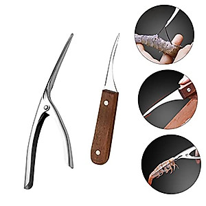 BESTonZON 2 Sets 2 Pcs Stainless Steel Shrimp Opener Household Cleaner Fish Scale Remover Kitchen Deveiner Seafood Shucker Seafood Cleaner Tool Stainess Steel Shrimp Peeler Prawn Deveiners