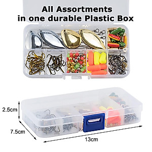 Dr.Fish 200PCs Lure Making Kit for Spinner Baits, Walleye Rig Pompano Rig Bottom Rig Surf Fishing Rig Fishing Terminal Tackles Rig Floats Weights Accessories Spinner Blades Treble Octopus Hooks