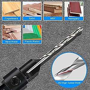 7 Pcs M2 Countersink Drill Bit Set, 3in1 Wood Pilot Countersink Drill Bits for #4#6#8#10#12 Screws Holes, with Adjustable Depth Stop,Quick Release Hex Shank, 2-Allen Wrench