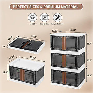Closet Organizers and Storage - Storage Bins with Lids & Wheels 8.4 Gal, Collapsible Stackable Storage Bins, Trunk Organizer Folding Storage Box for Office, Home, Dorm Room Essentials