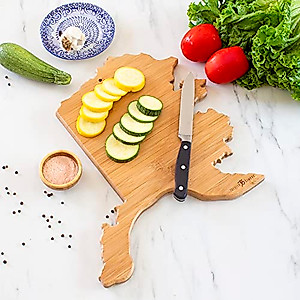 Totally Bamboo Destination Alaska State Shaped Serving and Cutting Board, Includes Hang Tie for Wall Display
