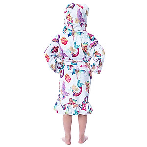 INTIMO Mattel Girls' Barbie Fantasy Mermaid Fairy Rainbow Ruffled Bathrobe Robe (7/8)