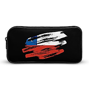 Vintage Chile Flag Teen Adult Pencil Case Large Capacity Pen Pencil Bag Durable Storage Pouch