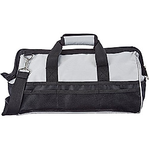 Amazon Basics Durable Wear-Resistant Base, Tool Large Standard Bag with Strap, 16 Inch, Black & Grey