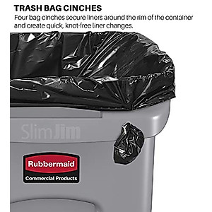 Rubbermaid Commercial Products Slim Jim Plastic Rectangular Trash/Garbage Can with Venting Channels, 23 Gallon, Gray (FG354060GRAY)