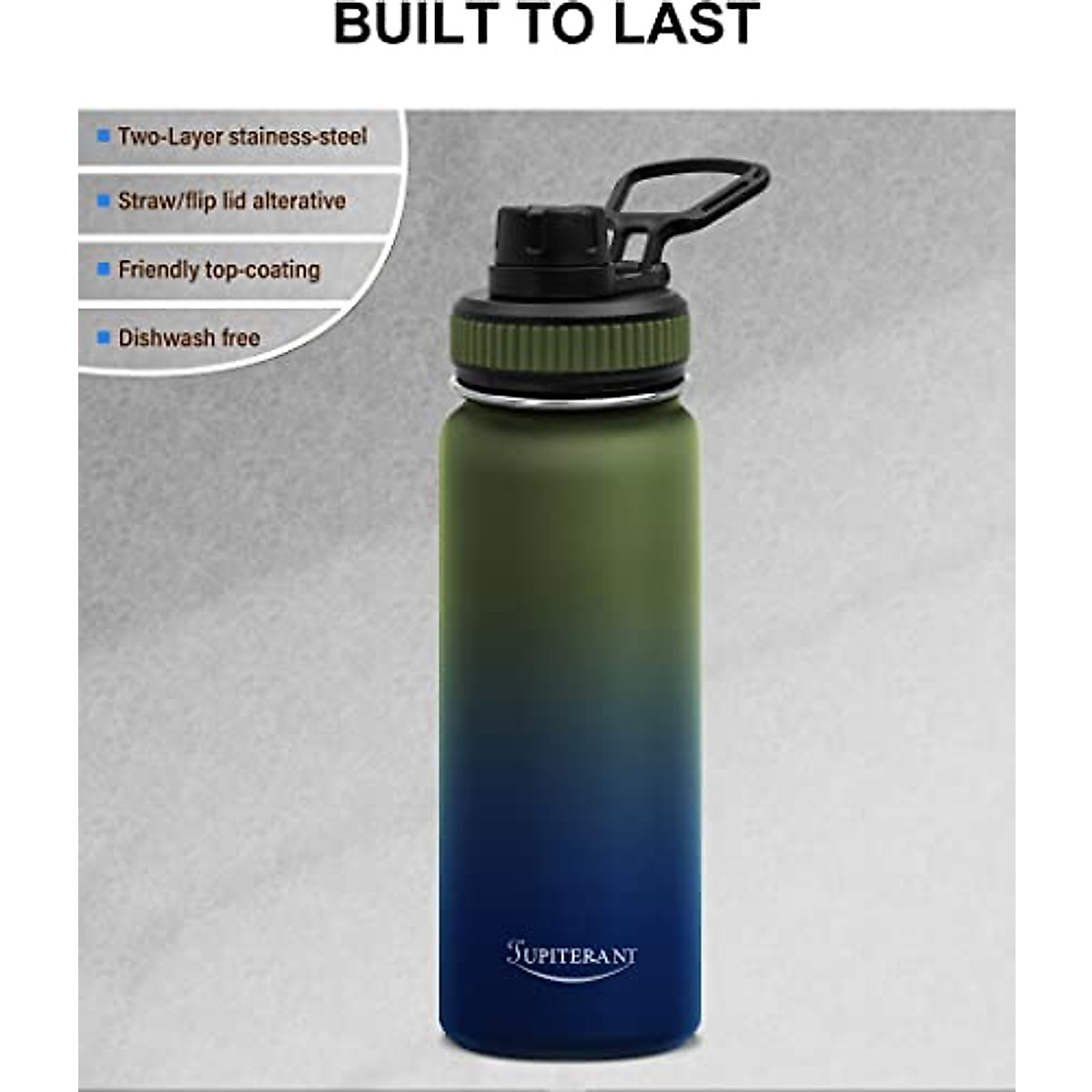 KEMISANT Water Bottle Insulated Vacuum Bottle Thermos Flask-Big Mouth With Straw/Flip Lid Alterative