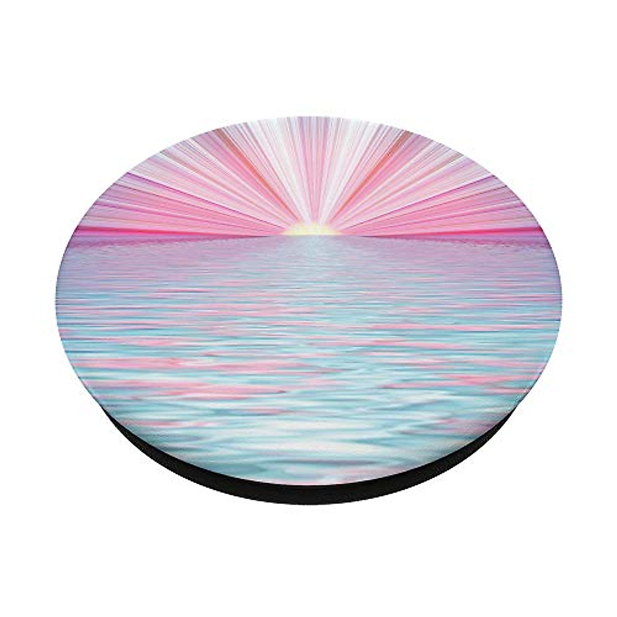 Cell Phone Pop Up Knob,Light Blue & Pink Sunset Beach Theme PopSockets PopGrip: Swappable Grip for Phones & Tablets