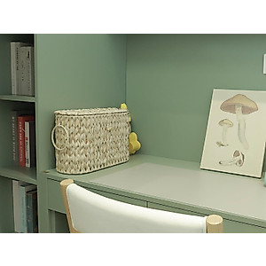 Coeusy Toilet Paper Basket,Wicker Toilet Paper Storage with Lid,Toilet Paper Storage Bin Container with Handle,Decorative Boho Bathroom Toilet Paper Organizer Holder,Free Standing-Cream White