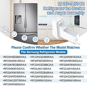 UPGRADED DA97-14504C Refrigerator Ice Bucket Compatible with Samsung Ice Bucket Replacement Ice Maker Tray Parts DA97-14504A Ice Container, AP6039681 RF23HCEDBSR RF22KREDBSR RF23J9011SR Ice Bin