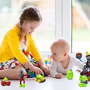 Maikerry 8pcs Plants and Zombies PVC Toys vs Plush, Action Figures Set Toy Great Gifts for Kids and Fans,Birthday and Party