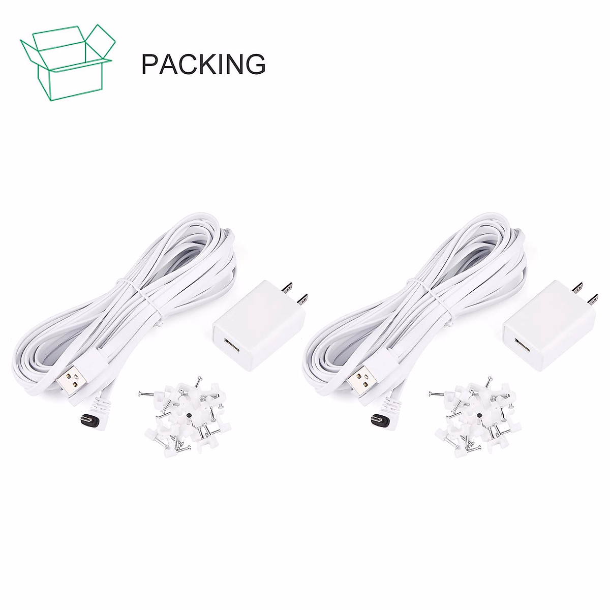 ALERTCAM 2Pack 30Ft/9m Power Adapter for Arlo Essential Spotlight/XL, Weatherproof Outdoor Power Cable Continuously Charging Your Arlo Essential Camera - White
