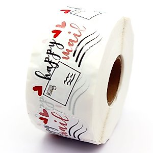 Happy Mail Stickers,Thank You Stickers,Handmade Stickers,Small Shop Stickers,Envelopes Stickers for Small Business, Online Retailers,Handmade Goods,500 Labels Per Roll