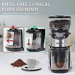 Homtone Electric Coffee Grinder Conical Burr, Adjustable Stainless Steel Burr Coffee Grinder with 14 Precise Grind Setting, 12 Cup Coffee Grinder for Espresso, Drip Coffee, French Press