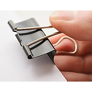 140pcs Binder Paper Clips Assorted Sizes, Binder Paper Clamps Office Supplies Clips for Paperwork, School, Home, Large Medium Small Paperclips Set with Box, Black