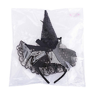 TINKSKY Children Halloween Headband Feather Party Witch Hat for Costume Dress up Party Performance Supplies (Black)