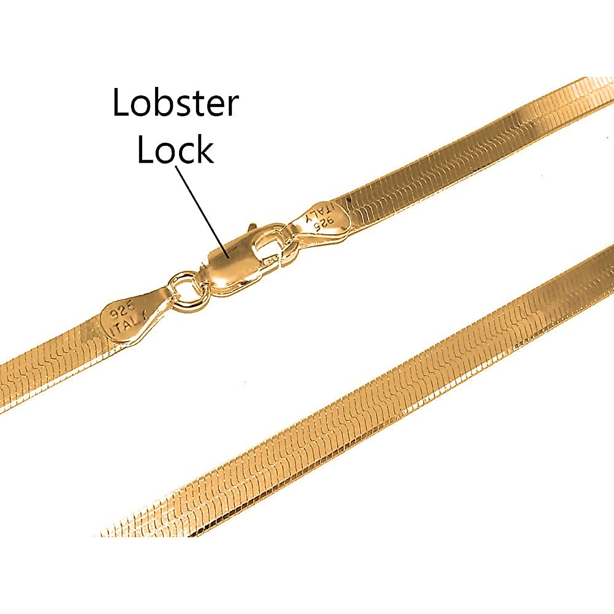 Savlano 18K Gold Plated 925 Sterling Silver Solid Italian Herringbone Magic Diamond Cut Link Chain Bracelet With Gift Box For Women & Men - Made in Italy (8, 4.5mm)