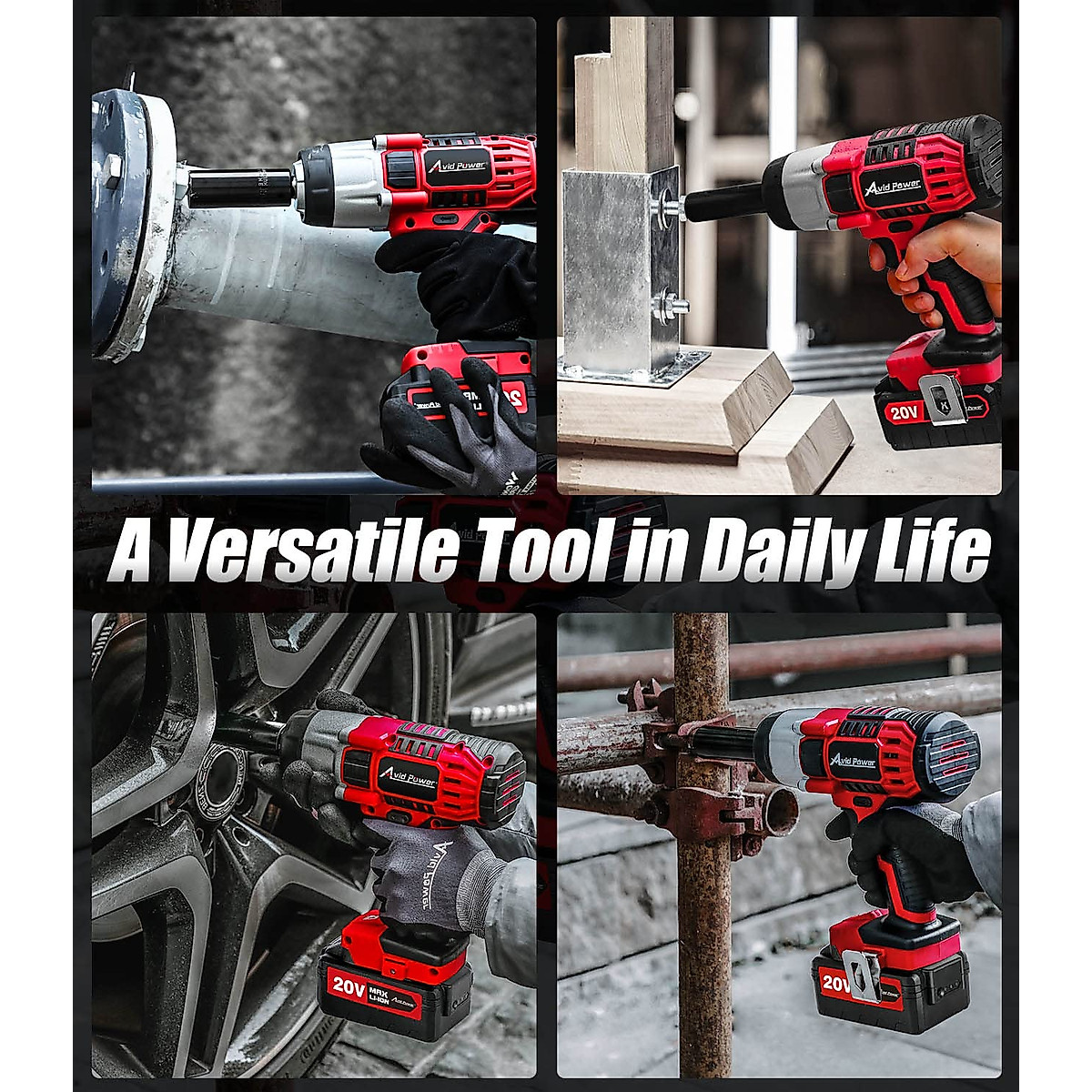 AVID POWER Cordless Impact Wrench Bundle with 18PCS Impact Sockets Set