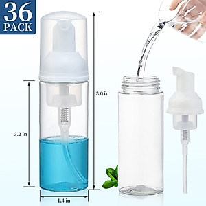 36 pcs 2oz Empty Foam Soap Dispensers Bottle Mini Lash Cleanser Bottles Refillable Cleaning for Shampoo Lotion Hand Sanitizer Cosmetics Castile BPA-Free
