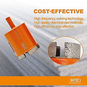 BGTEC Diamond Core Drill Bit, 2" 50mmWelded Diamond Wet Drilling for Marble, Granite, Artificial Stone, Ceramic Tile