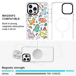 MOSNOVO Case for iPhone 13 Pro Max, [Compatible with Magsafe] [Buffertech 6.6ft Military-Grade Drop Protection] [Anti Peel Off Tech] Clear Phone Case Design - Dinosaur Land